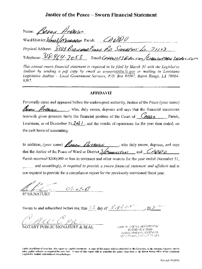 Fillable Online lla la app.lla.state.la.usPublicReports0Justice of the ...