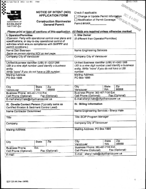 Fillable Online NOTICE OF INTENT (N01) APPLICATION FORM Construction ... Fax Email Print - pdfFiller