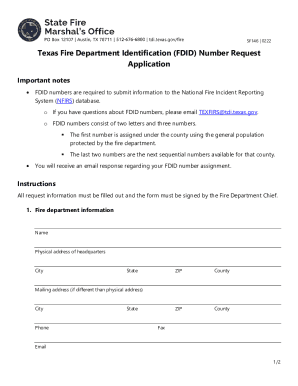 Fillable Online tdi texas SF146 - Texas Fire Department Identification ...
