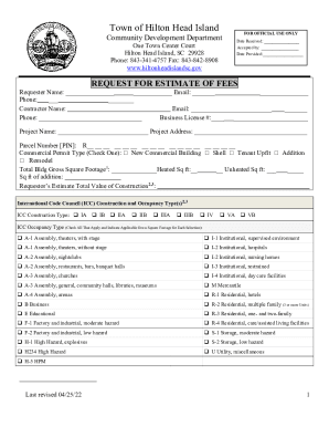 Fillable Online Reqeust for Estimate of Fees Form. Reqeust for Estimate ...