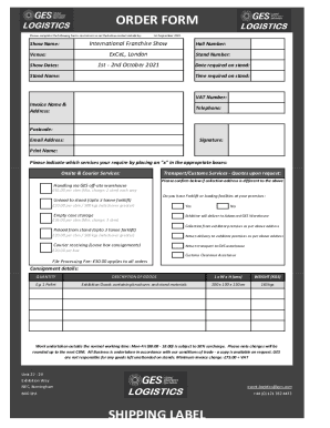 Fillable Online ORDER FORM SHIPPING LABEL Fax Email Print - pdfFiller