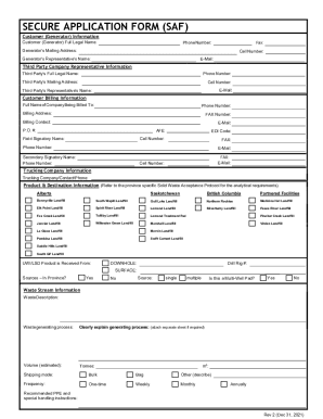 Fillable Online SECURE APPLICATION FORM (SAF) Fax Email Print - pdfFiller