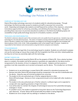 Fillable Online District 89 - Technology Use Policies and Guidelines Fax Email Print - pdfFiller