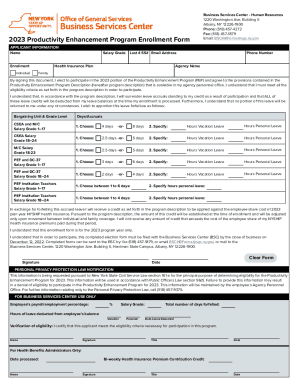 Fillable Online 2023 Productivity Enhancement Program Enrollment Form ...