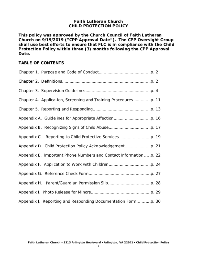 Child Protection Policy - Prince of Peace Lutheran Church Doc Template ...