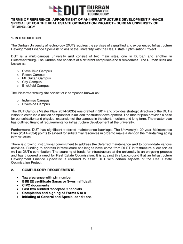 Fillable Online Terms of Reference Template Job Title - World Bank Fax ...