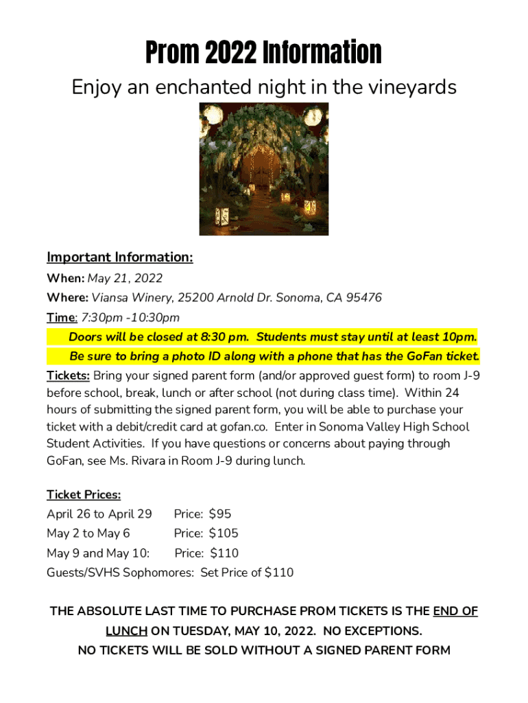 Fillable Online Prom 22 Invitation and Information Fax Email Print ...