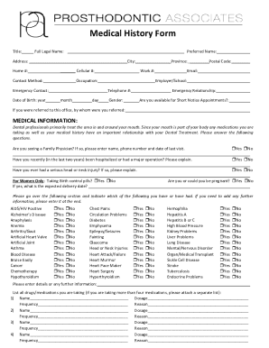 Fillable Online 67 Medical History Forms Word, PDF ...