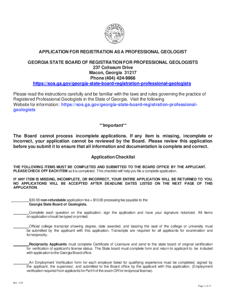 Fillable Online sos ga application for registration as a professional ...