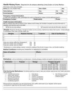 Fillable Online Adult Health History and Medical Form Fax Email Print ...