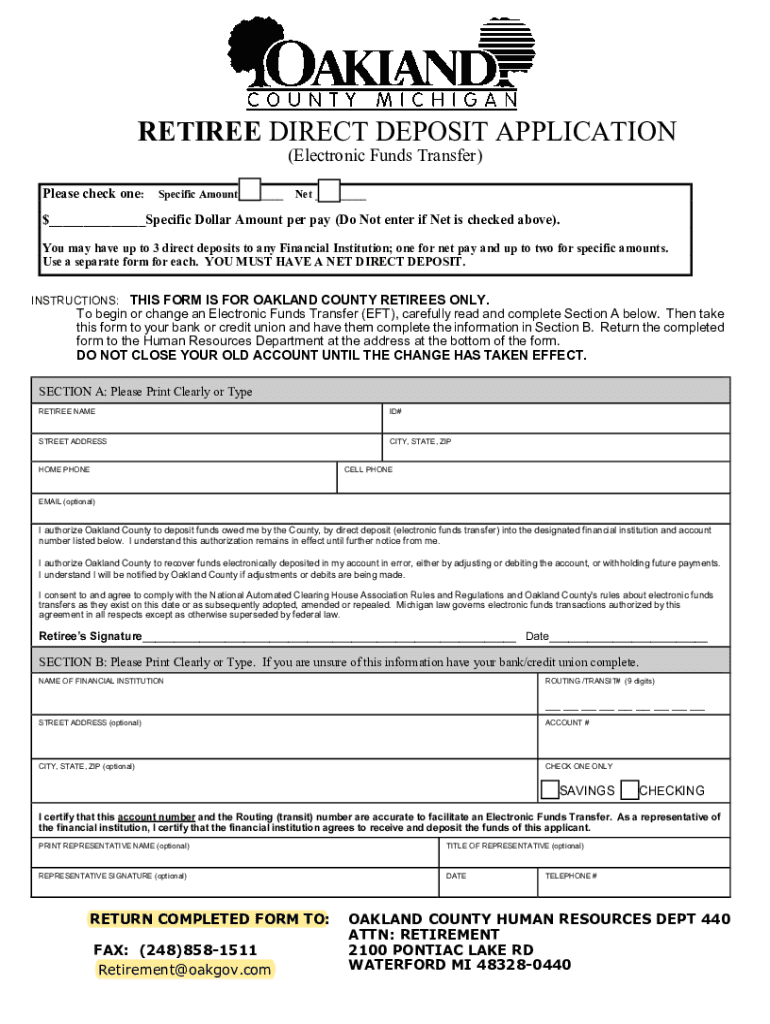 Fillable Online Direct Deposit form.doc Fax Email Print - pdfFiller