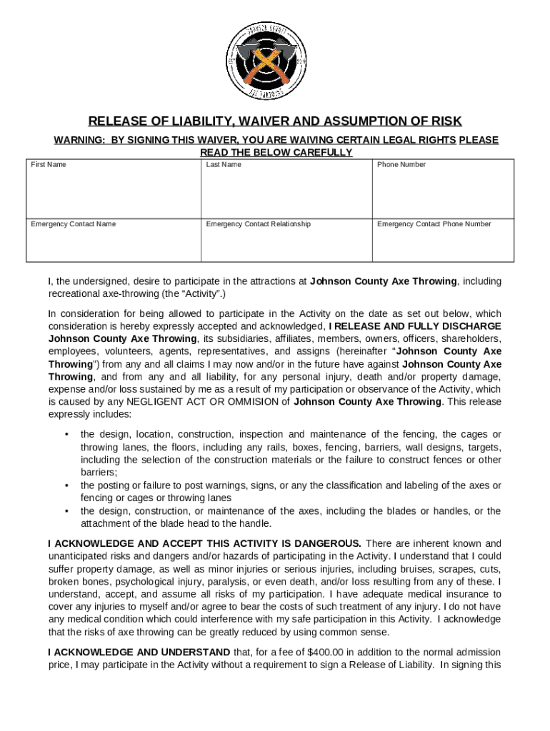 .jot.com220398559912062RELEASE OF LIABILITY, WAIVER OF CLAIMS, ASSUMPTION ... - Jot Doc Template ...