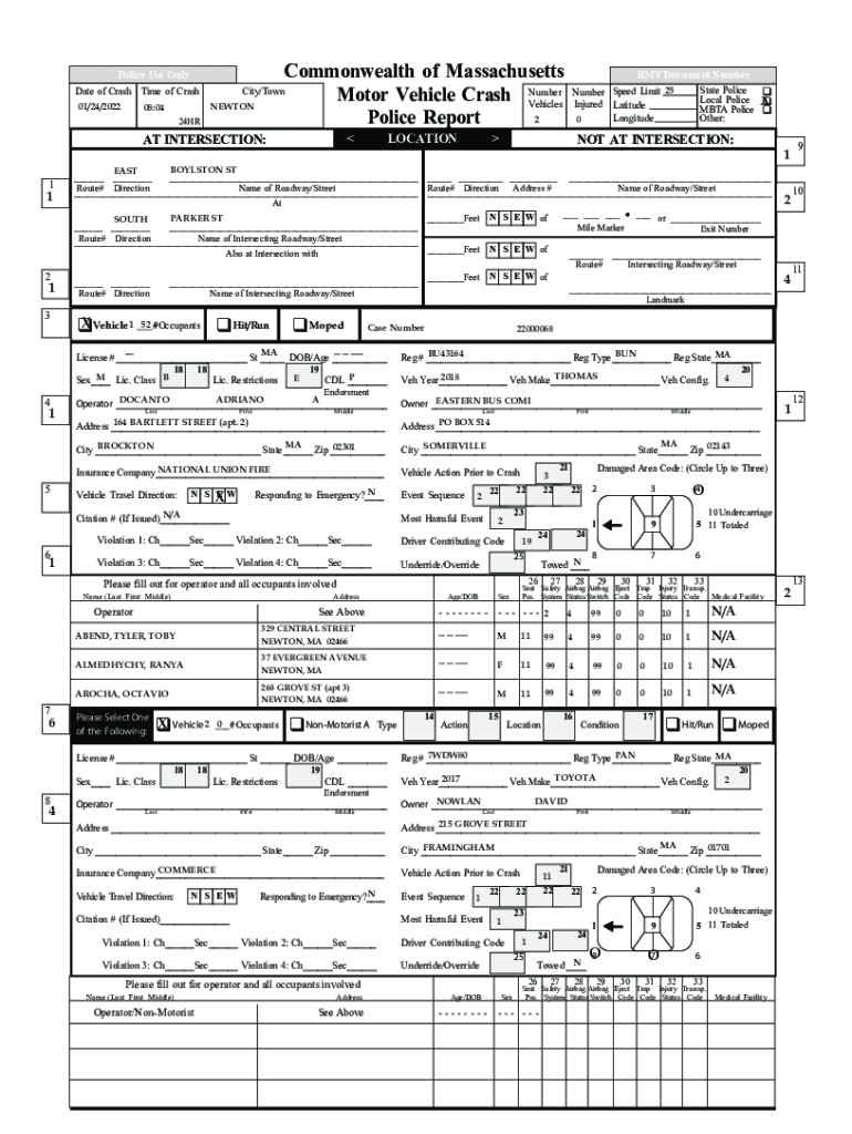 Fillable Online Police Use Only RMV Document Number Commonwealth of ...