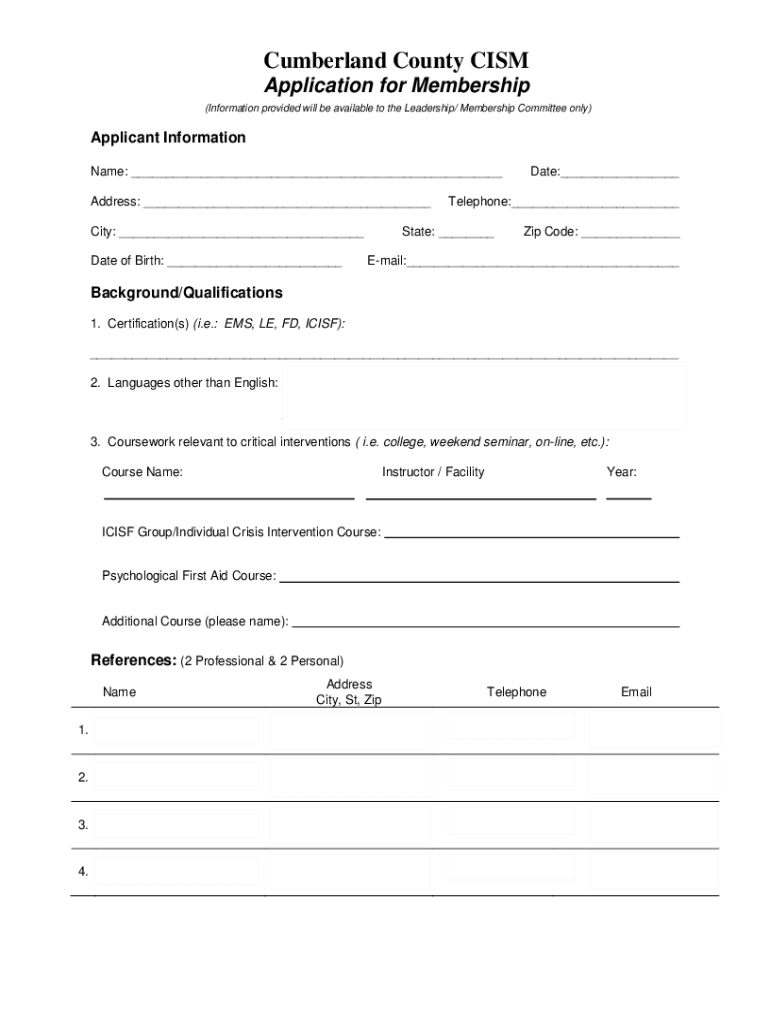 Fillable Online CISM Team Application Form. CAP CISM Fax Email Print ... Fillable Online CISM Team Application Form. CAP CISM Fax Email Print ...