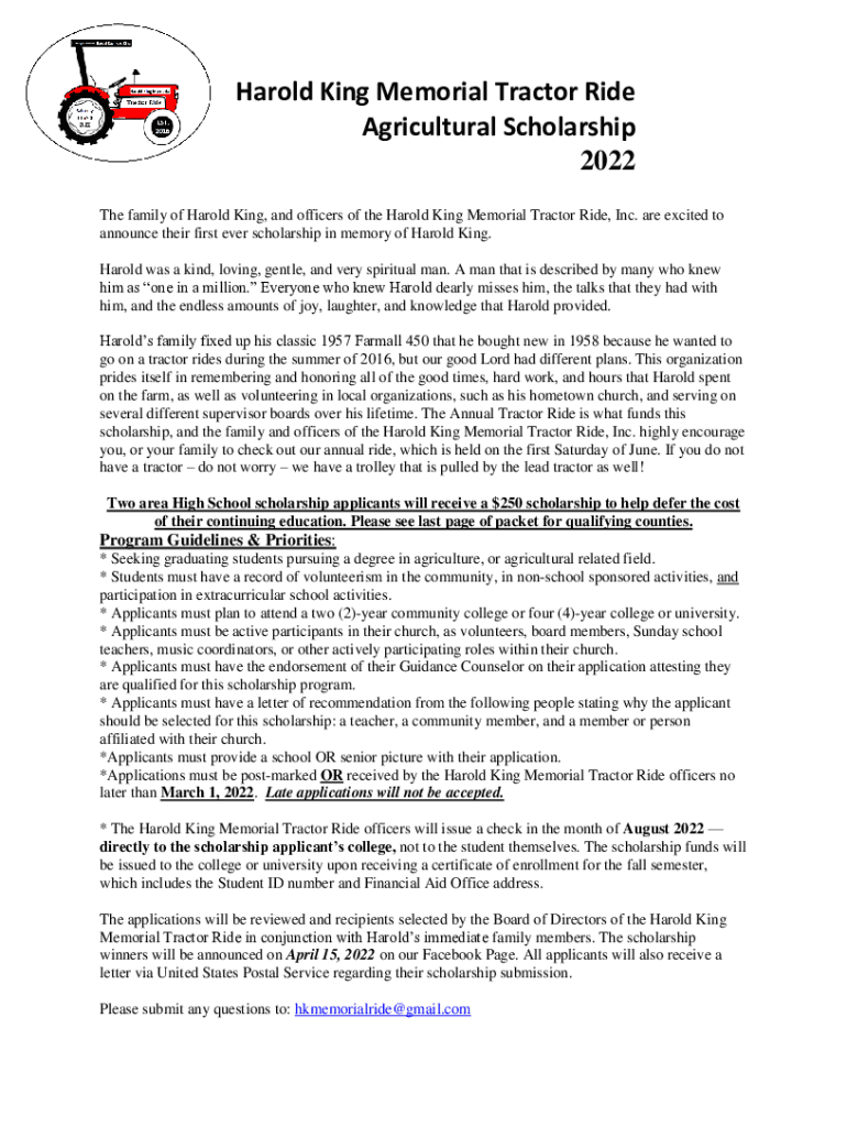 Fillable Online Harold King Memorial Tractor Ride - Home - Facebook Fax ...
