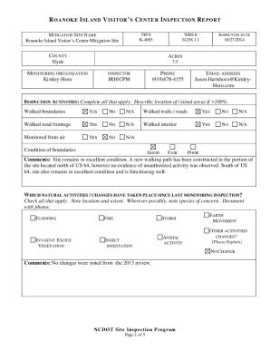 Fillable Online K-4003 Roanoke Island Visitors Center Inspection Form ...