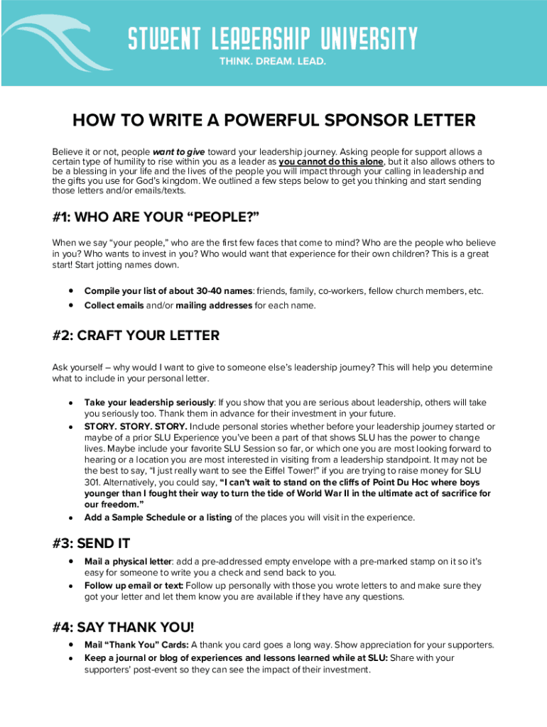 Fillable Online How to Write a Sponsorship Request Letter: Template ...