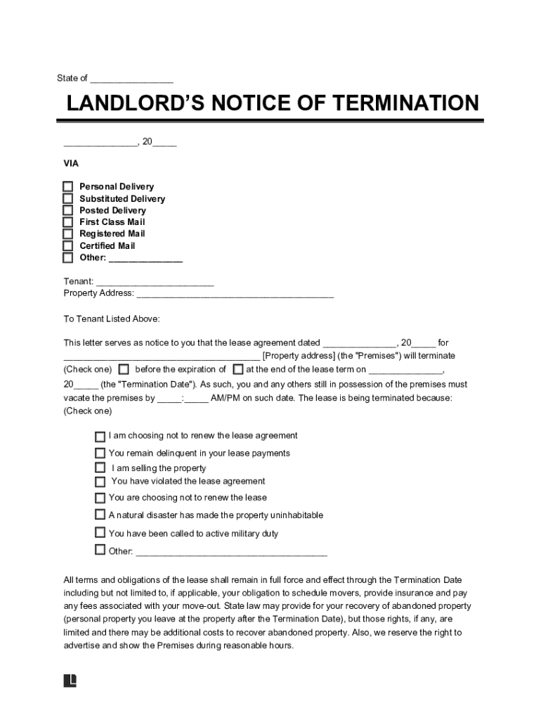 Fillable Online Fillable Tenant Lease Termination Letter Template. A ...