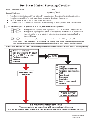 Fillable Online Medical Checklists Templates - Documents, Design, Free ...