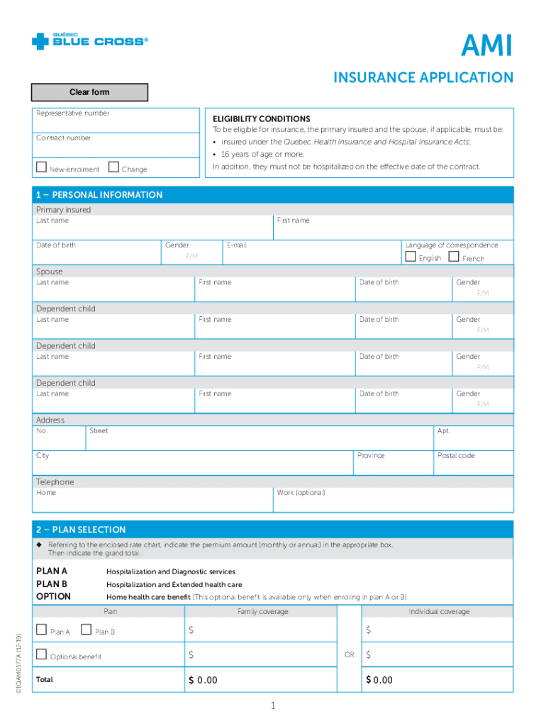 Fillable Online qc bluecross qc.bluecross.caami-fillable-formAMI ...