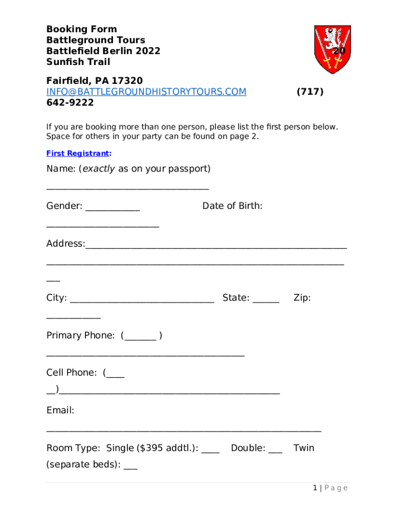 If you are booking more than one person, please list the first person below Doc Template | pdfFiller