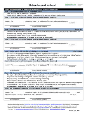 Fillable Online Return to Play After Concussion Is Step-By-Step Process ...