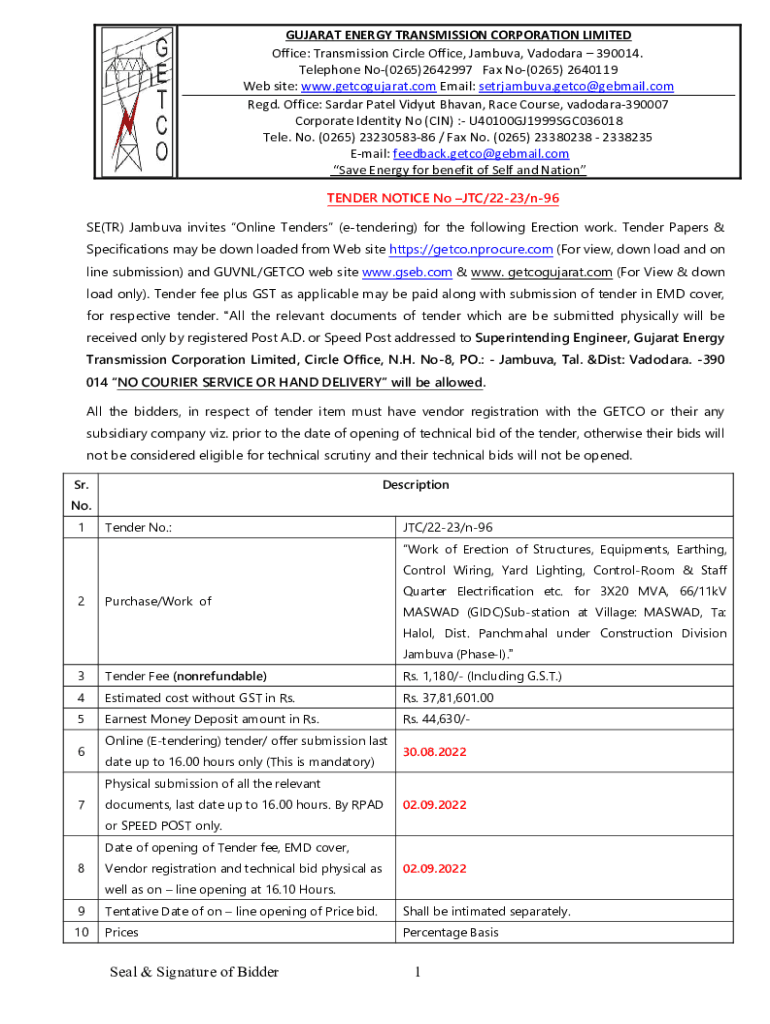 Fillable Online Gujarat Energy Transmission Corporation Limited Fax ...