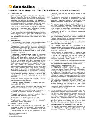 Fillable Online TERMS AND CONDITIONS GOVERNING TRADEMARK LICENSE Sample Clauses Fax Email Print ...