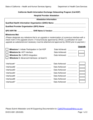 Fillable Online DHCS 0301 California Health Information Exchange ...