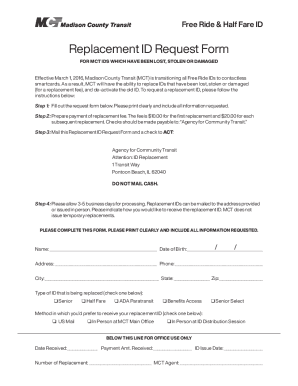 Fillable Online Replacement ID Request Form - Madison County Transit ...