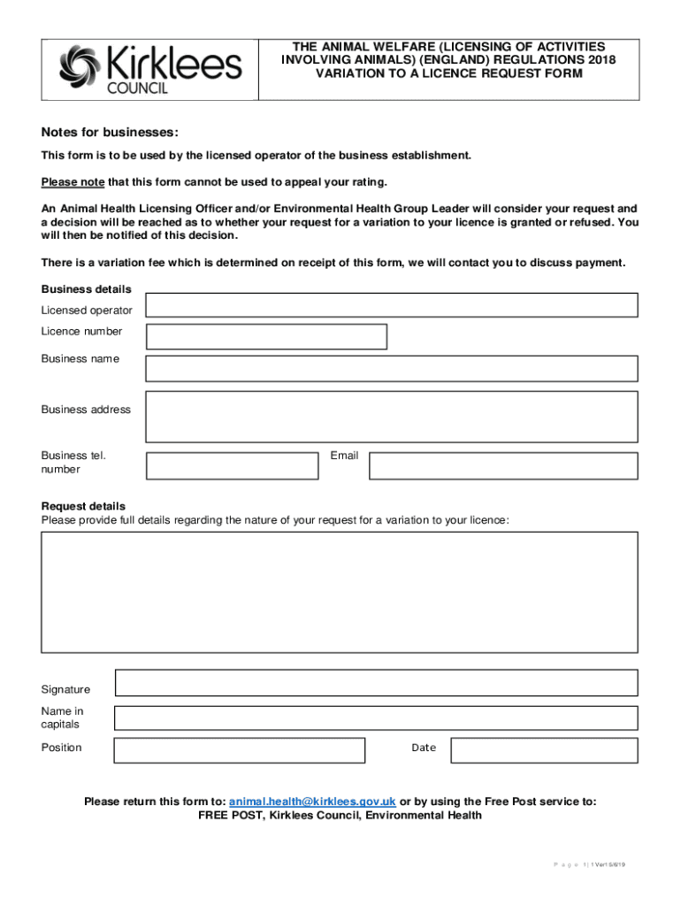 Fillable Online Variation to a Licence Request Application Form ...