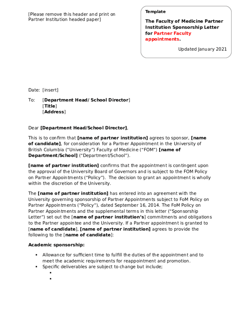 Guaranteed Partner Appointment Support Letter Template - mednet med ubc ...