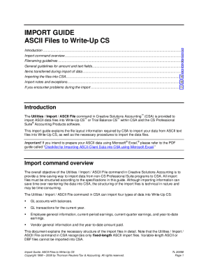 Fillable Online CSA: ASCII File Import and Sample File - Thomson ...