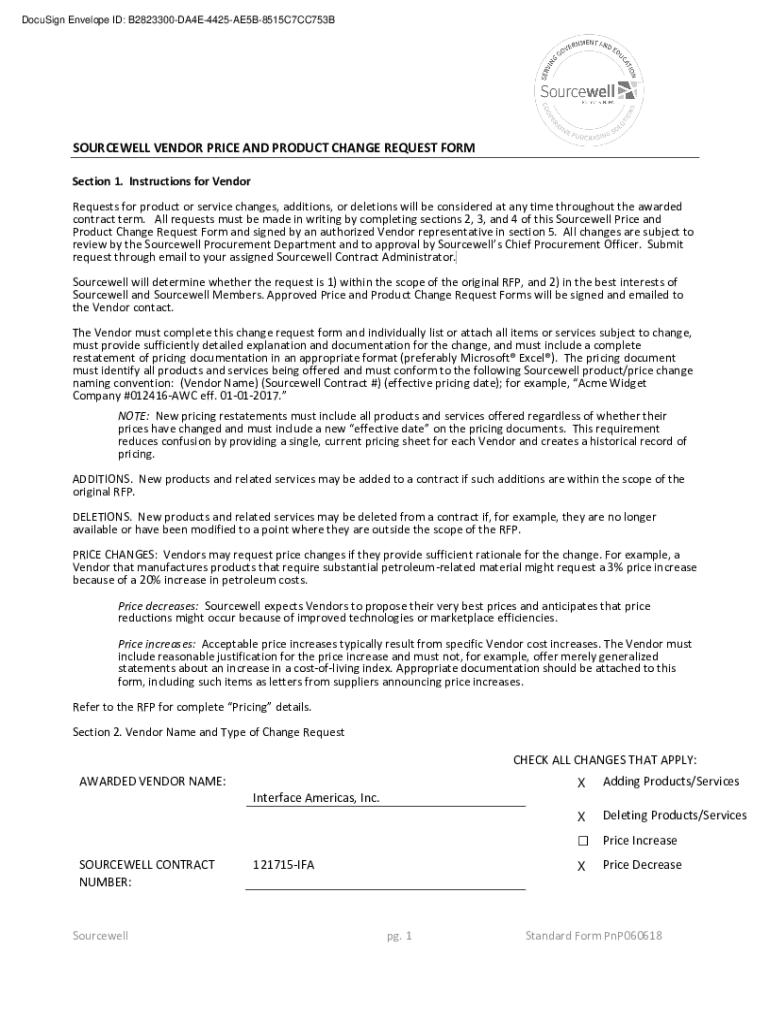 Fillable Online srm magic ms SOURCEWELL VENDOR PRICE AND PRODUCT CHANGE ...