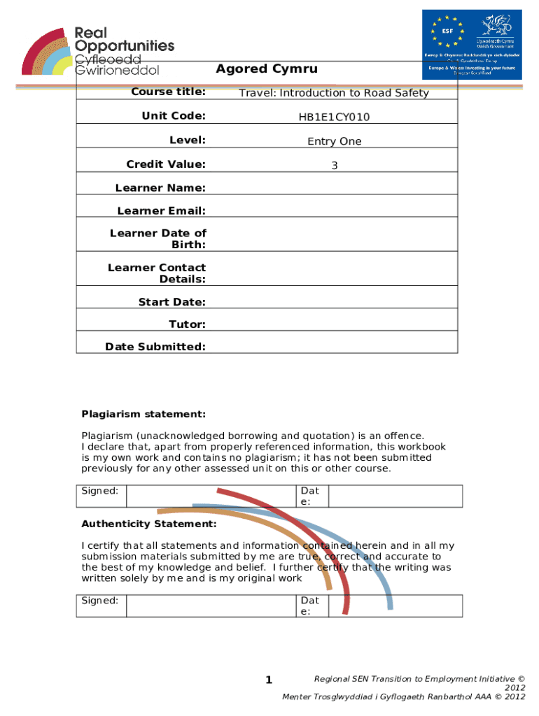 Units and Qualifications - Agored Cymru Doc Template | pdfFiller