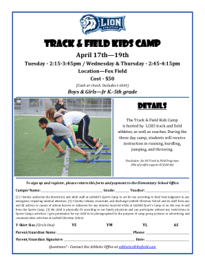 Fillable Online Summer Camps LINCOLN HIGH TRACK AND FIELD Fax Email ...