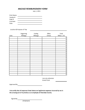 Fillable Online Free Mileage Reimbursement Forms & Templates (WordExcel ...