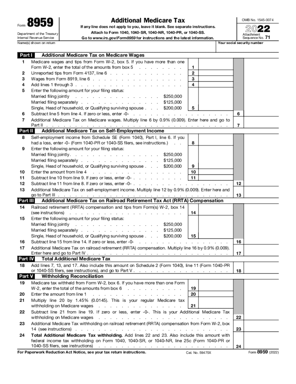 Federal Income Tax Form 8959 Get Online PDF Template To Download And Federal Income Tax Form 8959 Get Online PDF Template To Download And