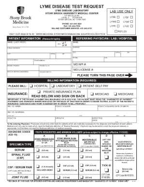 Fillable Online Stony Brook Medicine LYME DISEASE TEST REQUEST Fax ...