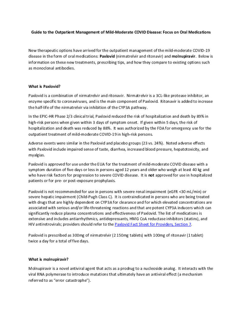 Fillable Online Guide to the Outpatient Management of Mild-Moderate ...