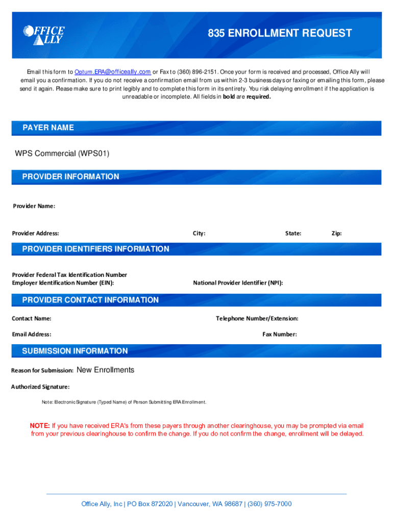 Fillable Online ERA Enrollment Now Available in the WPS GHA ...