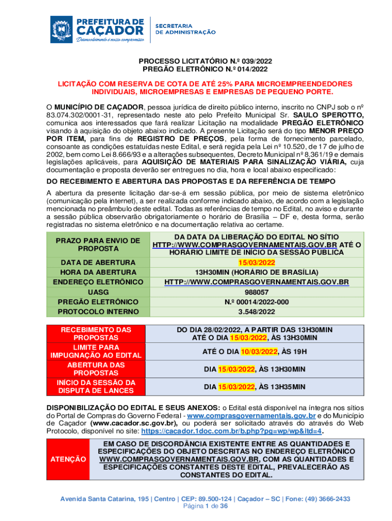 Fillable Online LICITAO COM RESERVA DE COTA DE AT 25% PARA MICROEMPREENDEDORES Fax Email Print ...