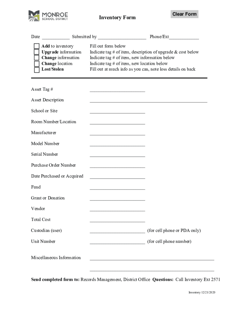 Fillable Online Inventory Form Fax Email Print - pdfFiller