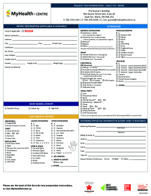 Fillable Online Canada MyHealth Centre Request For Examination - Sault ...