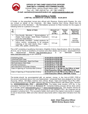 Fillable Online Standard Tender Documents Public Procurement Regulatory ...