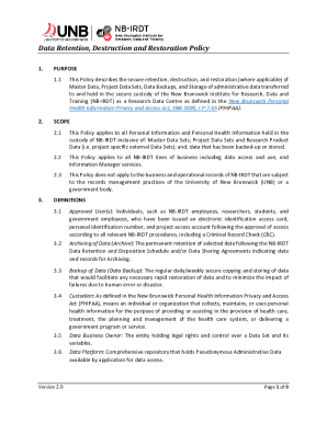 Fillable Online Data retention and destruction policy template: A free download Fax Email Print ...