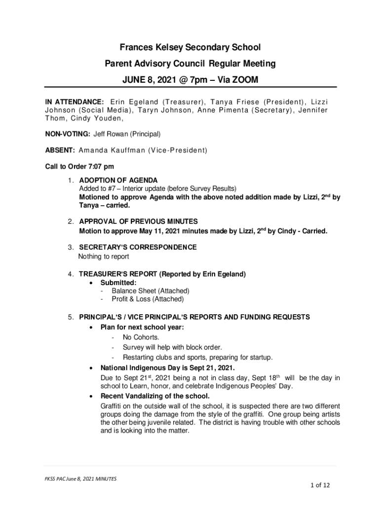 Fillable Online fkss sd79 bc Parent Advisory CouncilFrances Kelsey ...