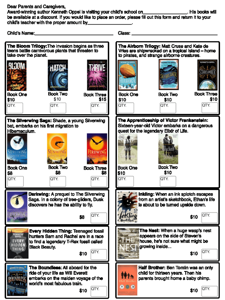 Fillable Online fkss sd79 bc Kenneth Oppel - Book Series In ...