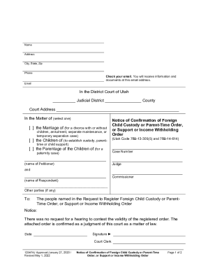 Fillable Online Registering a Foreign Child Custody or Child Support ...