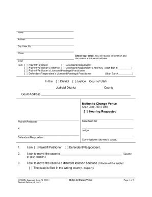 Fillable Online Motion to Change Venue Fax Email Print - pdfFiller
